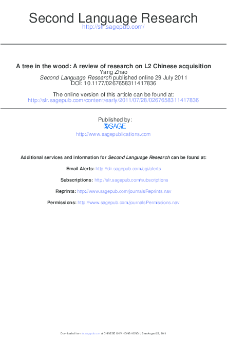 (PDF) Second Language Research A tree in the wood: A review of research ...