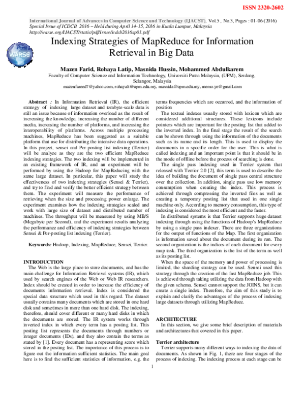 (PDF) Indexing Strategies of Map Reduce for Information Retrieval in ...