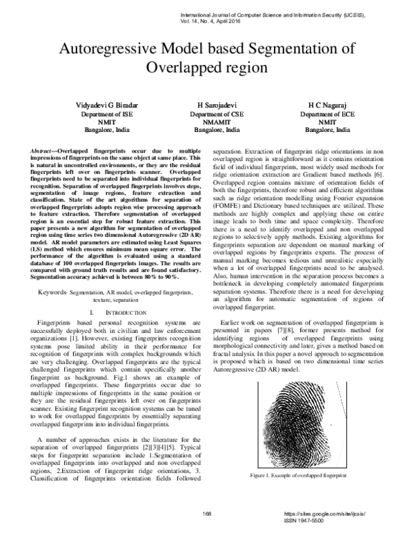 (PDF) Autoregressive Model based Segmentation of Overlapped region