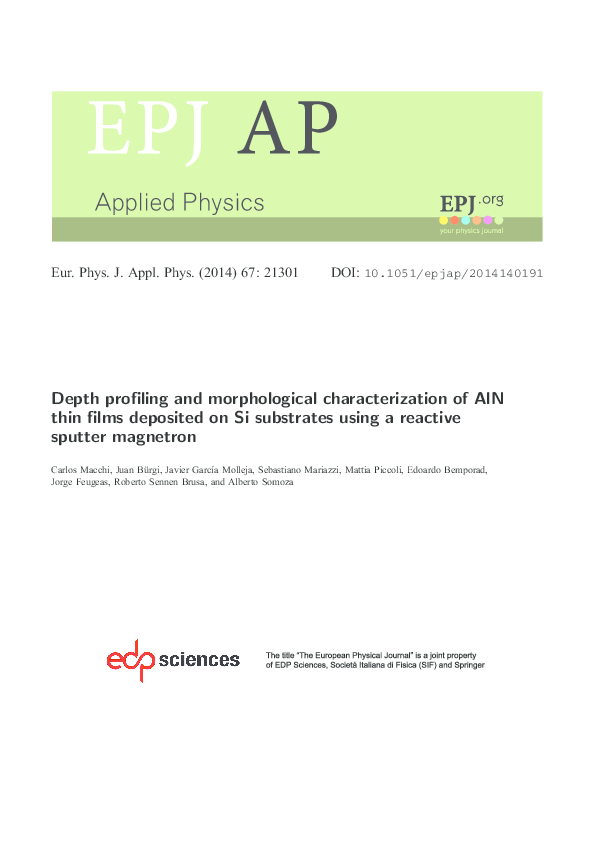 (PDF) Depth profiling and morphological characterization of AlN thin films deposited on Si ...