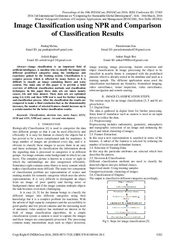 Pdf Image Classification Using Npr And Comparison Of Classification