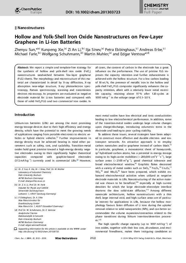 (PDF) Hollow and Yolk-Shell Iron Oxide Nanostructures on Few-Layer ...