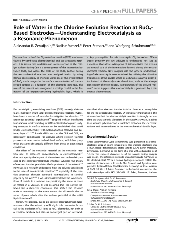 (PDF) Role of Water in the Chlorine Evolution Reaction at RuO 2 -Based ...
