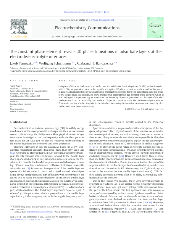 (PDF) The constant phase element reveals 2D phase transitions in ...