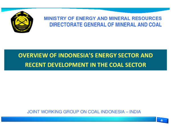 (PDF) OVERVIEW OF INDONESIA'S ENERGY SECTOR AND RECENT DEVELOPMENT IN ...