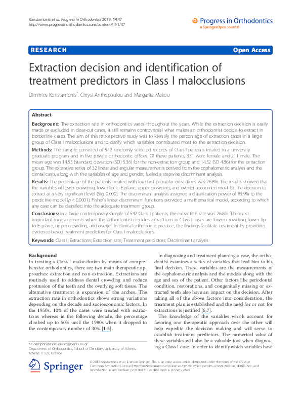 (PDF) Extraction decision and identification of treatment predictors in ...