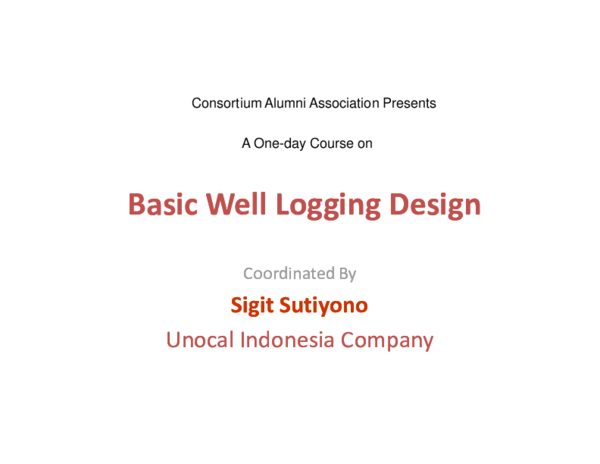 (PDF) Basic Well Logging Design Basic Well Logging Design Coordinated ...