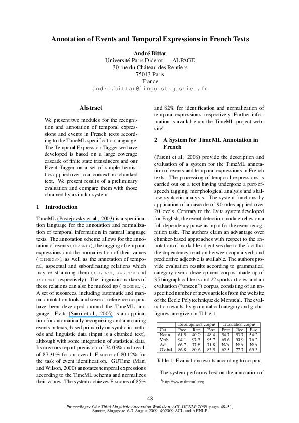Pdf Annotation Of Events And Temporal Expressions In French Texts