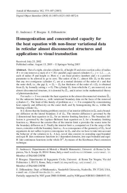 (PDF) Homogenization and concentrated capacity for the heat equation with non-linear variational ...