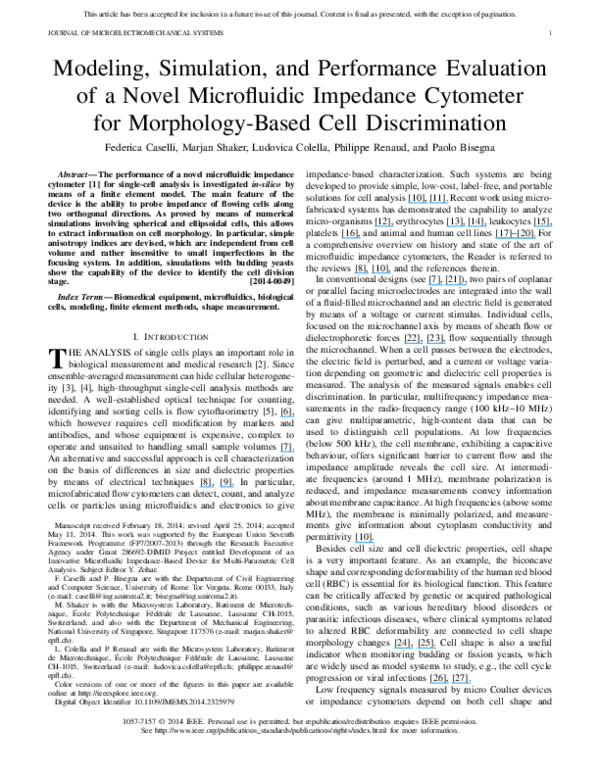 (PDF) Microfluidic impedance-based flow cytometry | Arkadiusz ...