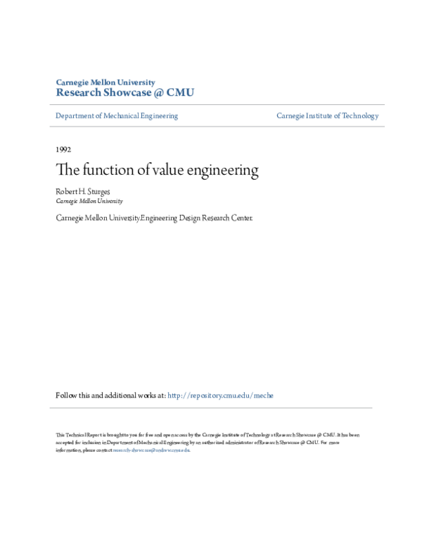 (PDF) The function of value engineering