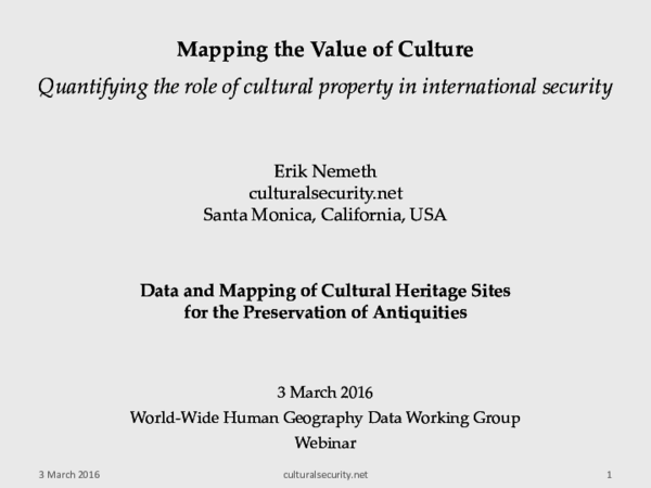 (PDF) Mapping the Value of Culture: Quantifying the role of cultural ...