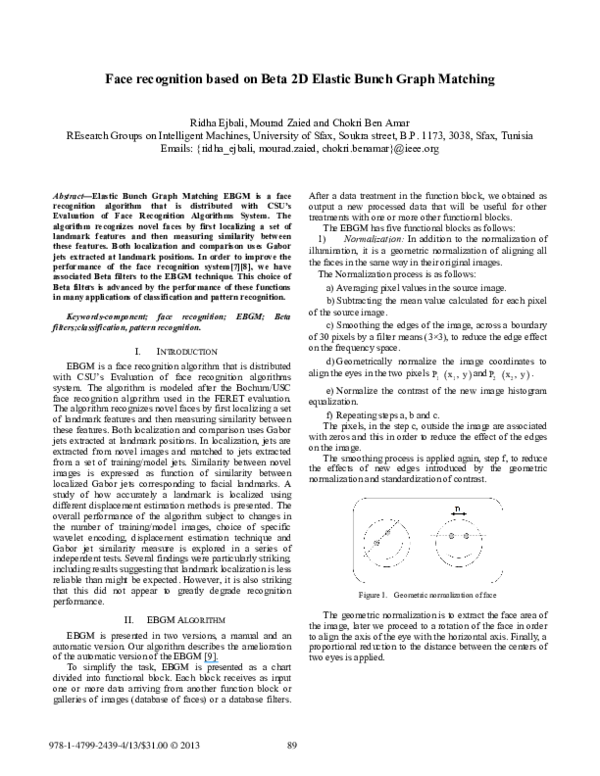 Pdf Face Recognition Based On Beta 2d Elastic Bunch Graph Matching