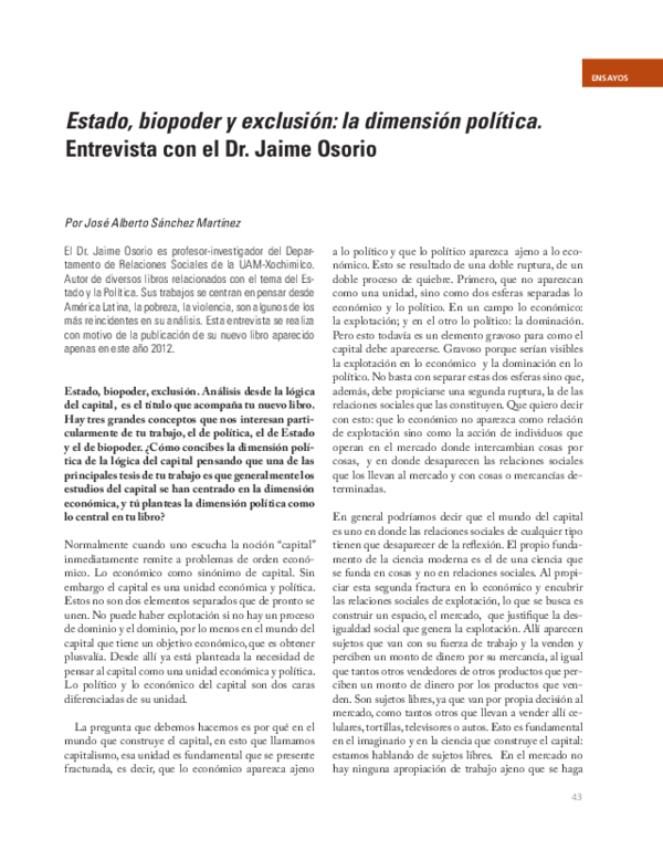 Estado, biopoder y exclusión