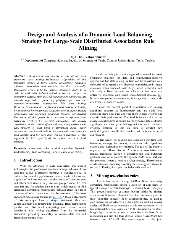 (PDF) Dynamic load balancing of large-scale distributed association rule mining