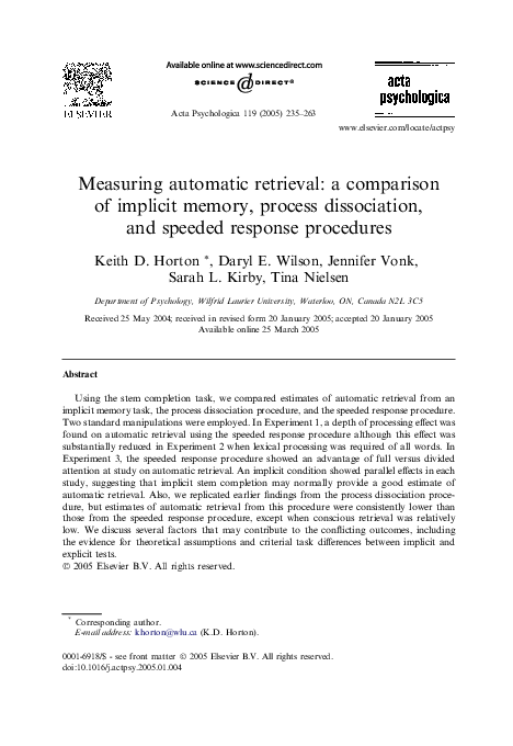 (PDF) Measuring automatic retrieval: a comparison of implicit memory, process dissociation, and ...