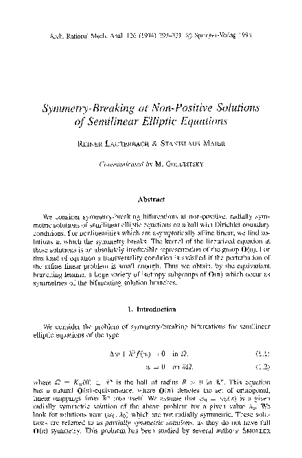 (PDF) Symmetry-breaking at non-positive solutions of semilinear elliptic equations