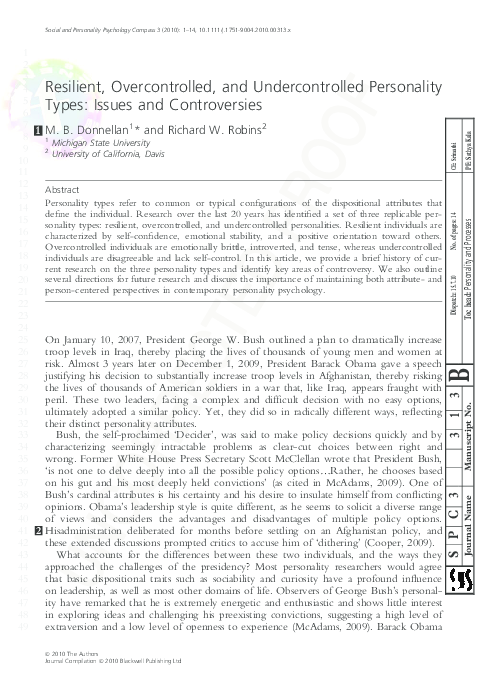 (PDF) Resilient, overcontrolled, and undercontrolled boys: Three ...