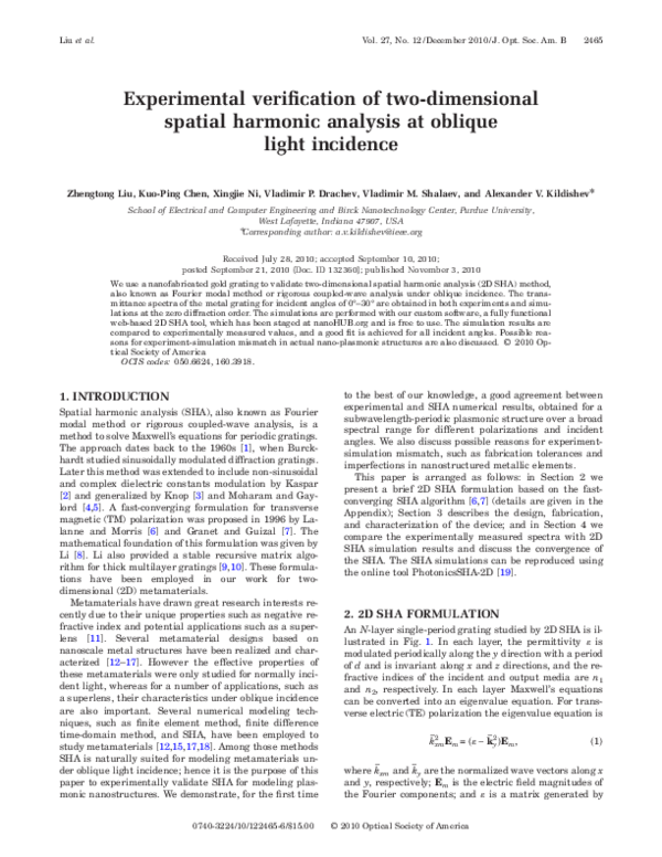 (PDF) Experimental verification of two-dimensional spatial harmonic ... (PDF) Experimental verification of two-dimensional spatial harmonic ...