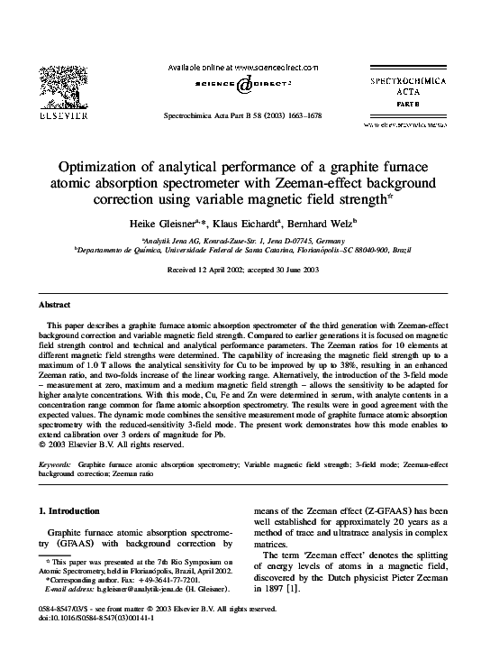 (PDF) Optimization of analytical performance of a graphite furnace ...