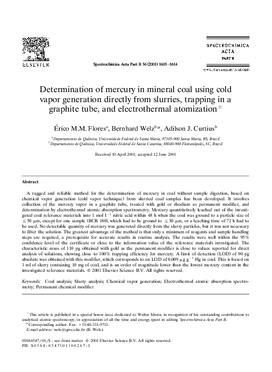 (PDF) Determination of mercury in mineral coal using cold vapor ...