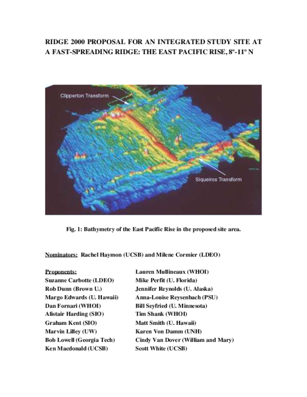 (PDF) RIDGE 2000 PROPOSAL FOR AN INTEGRATED STUDY SITE AT A FAST ...