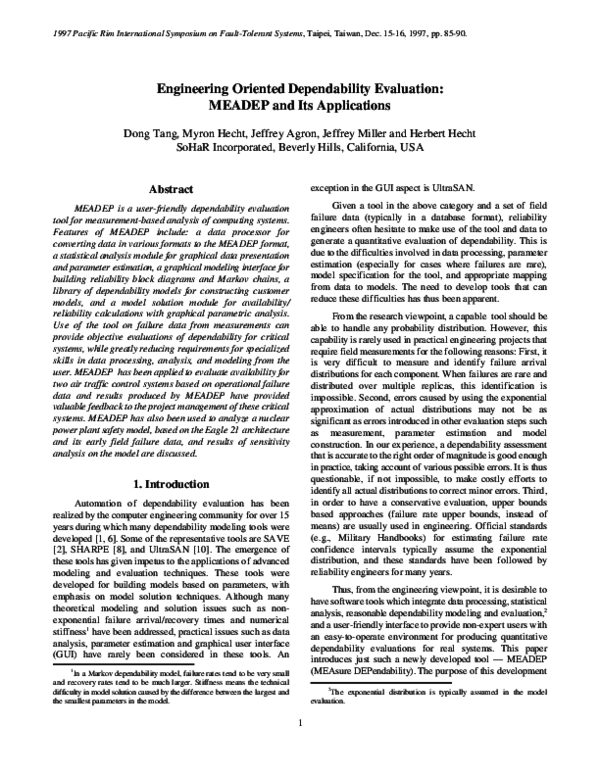 (PDF) MEADEP: A Tool for Dependability Evaluation