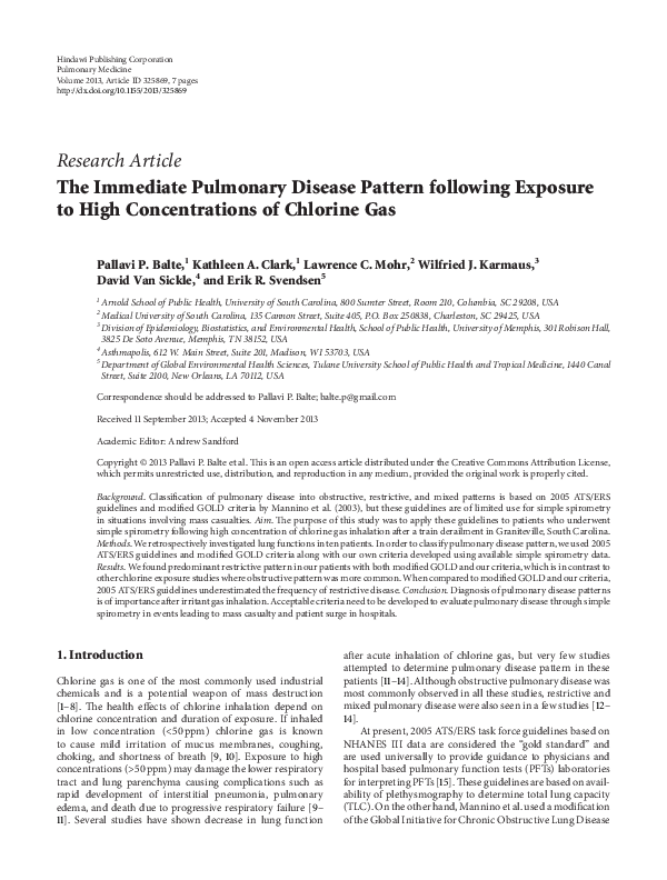 (PDF) The immediate pulmonary disease pattern following exposure to ...
