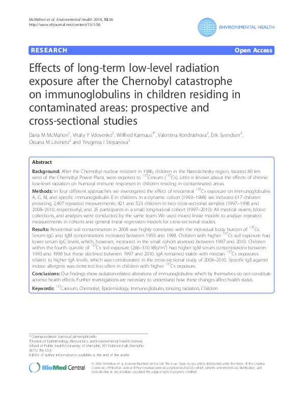 (PDF) Effects of long-term low-level radiation exposure after the ...