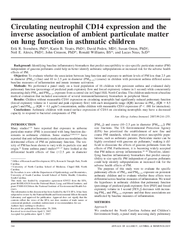 (PDF) Circulating neutrophil CD14 expression and the inverse ...