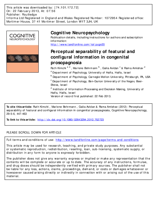 (PDF) Configural and featural facial information: integrality in normal ...