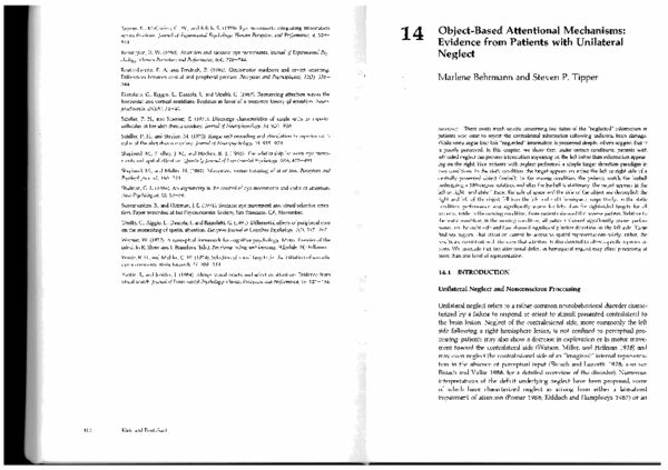 (PDF) Object-based attentional mechanisms: Evidence from patients with ...