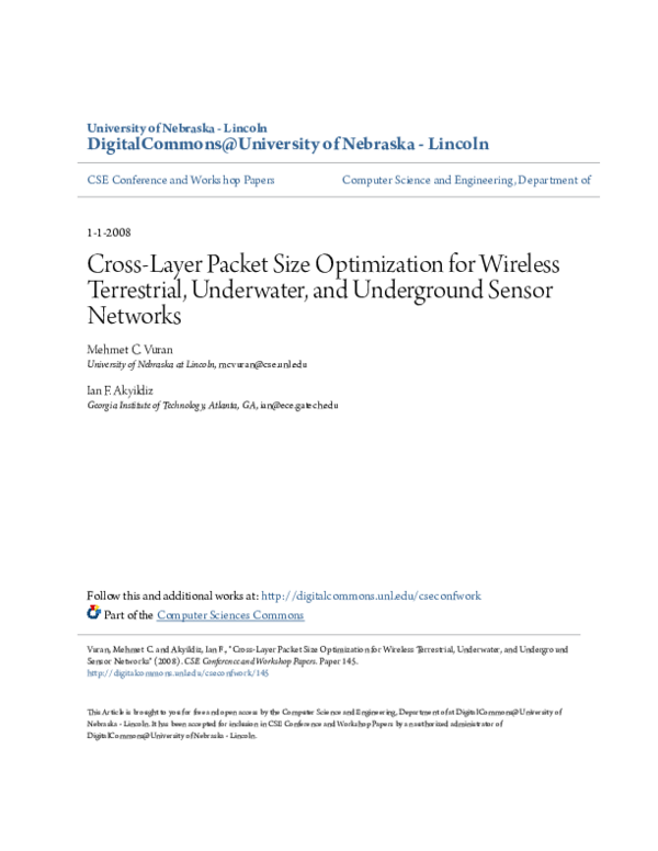 (PDF) Cross-Layer Packet Size Optimization for Wireless Terrestrial, Underwater, and Underground ...