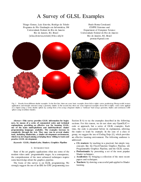 (PDF) A Survey of GLSL Examples