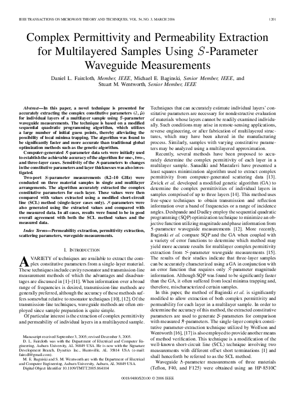 (PDF) Complex permittivity and permeability extraction for multilayered samples using S ...