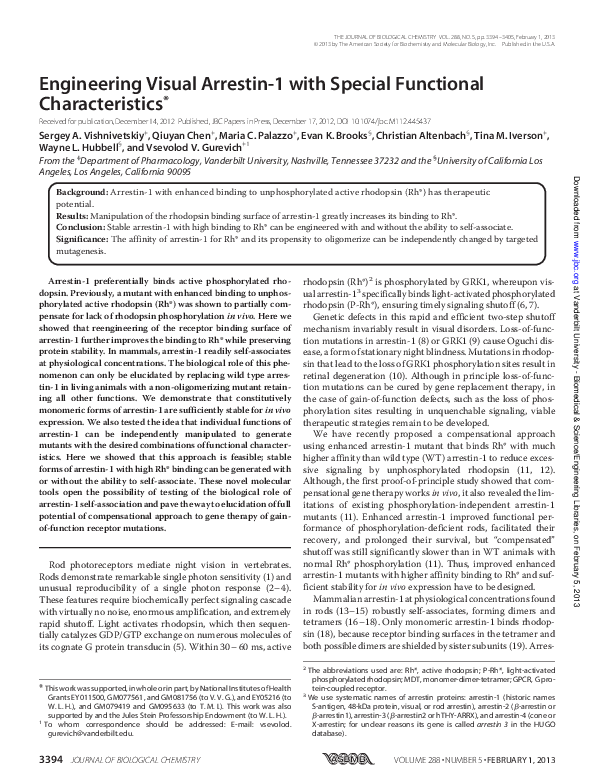 (PDF) Engineering Visual Arrestin-1 with Special Functional Characteristics