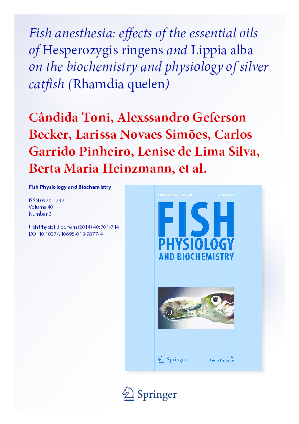 (PDF) Fish anesthesia: effects of the essential oils of Hesperozygis ...