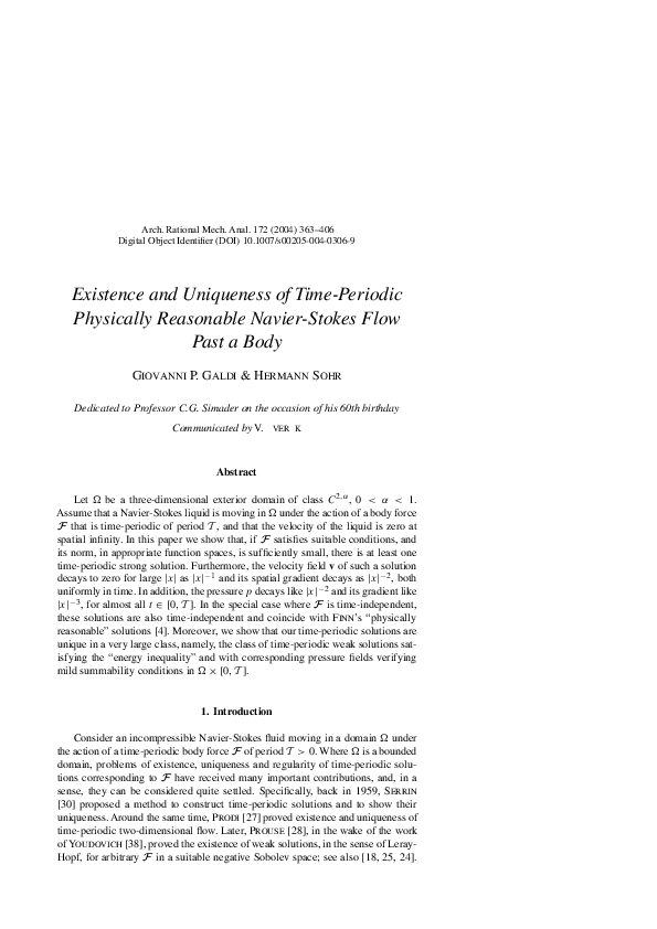 (PDF) Navier–Stokes Flow Past a Rigid Body That Moves by Time-Periodic ...