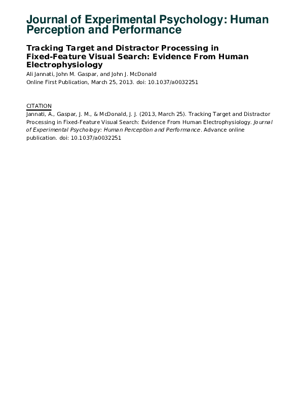 (PDF) Tracking target and distractor processing in fixed-feature visual search: Evidence from ...