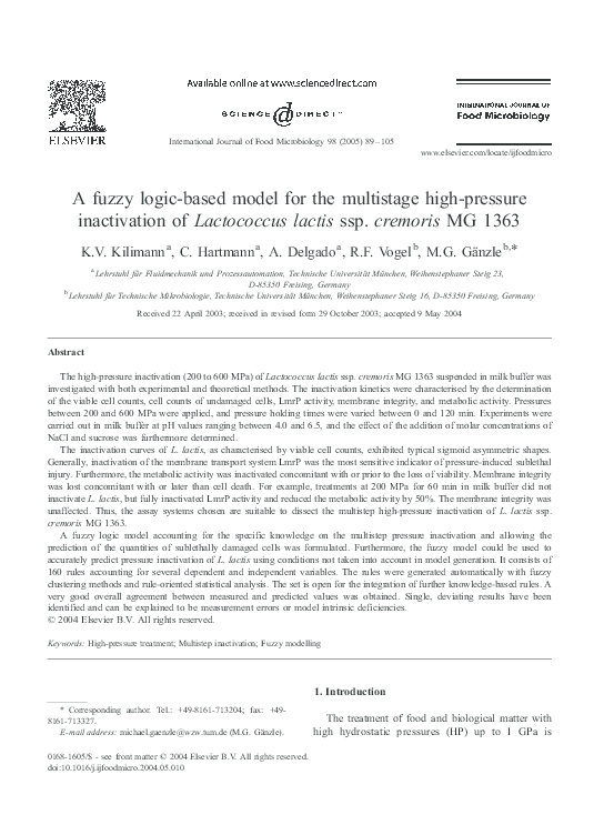 Pdf A Fuzzy Logic Based Model For The Multistage High Pressure