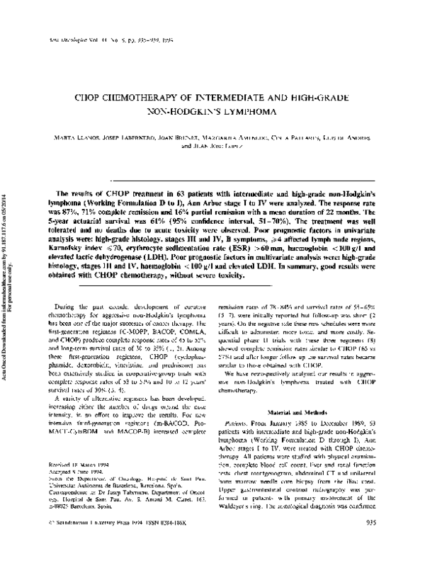 (PDF) Chop Chemotherapy of Intermediate and High-Grade Non-Hodgkin's ...