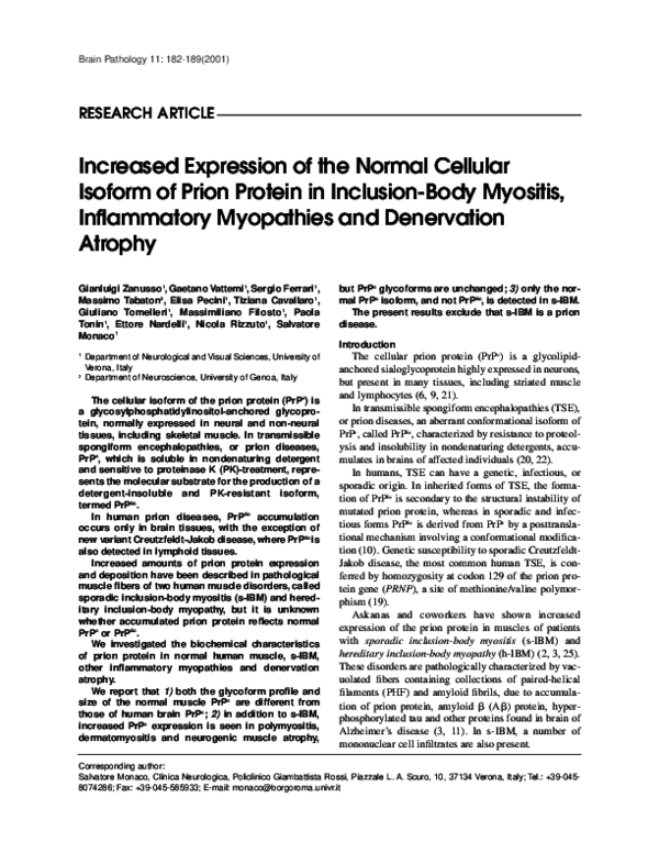 (PDF) Increased Expression of the Normal Cellular Isoform of Prion ...