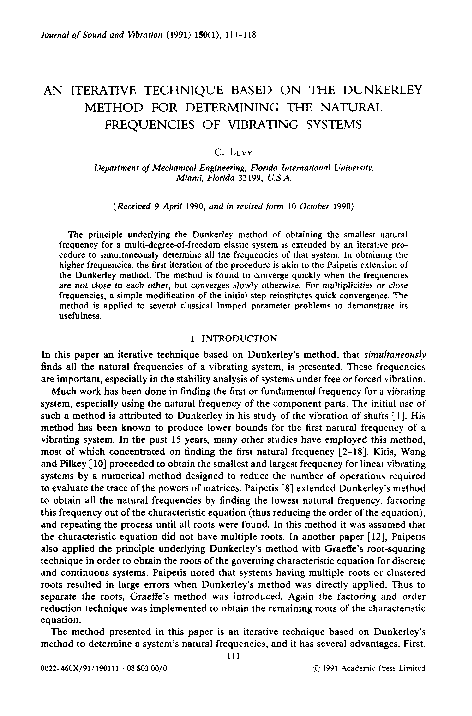 (PDF) An iterative technique based on the Dunkerley method for ...