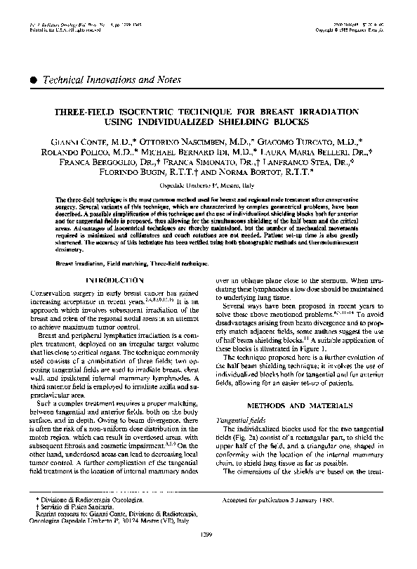 (PDF) Three-field isocentric technique for breast irradiation using ...