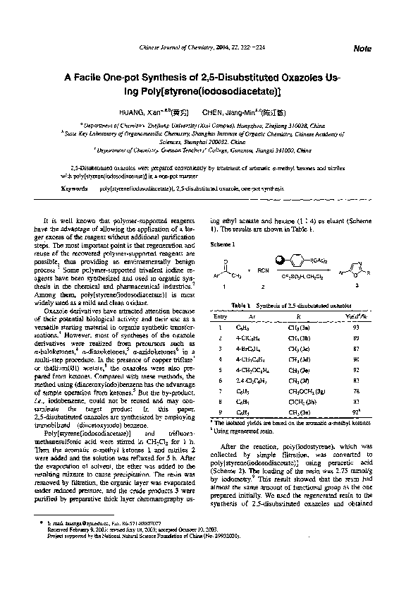 (PDF) A Facile One-pot Synthesis of2,5-Disubstituted Oxazoles Using ...