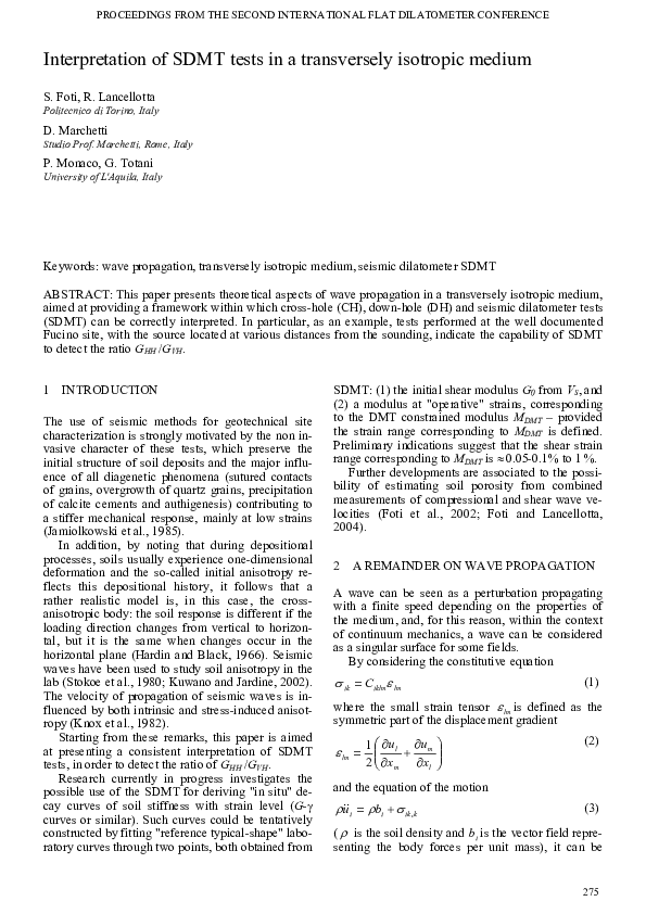 (PDF) Interpretation of SDMT tests in a transversely isotropic medium