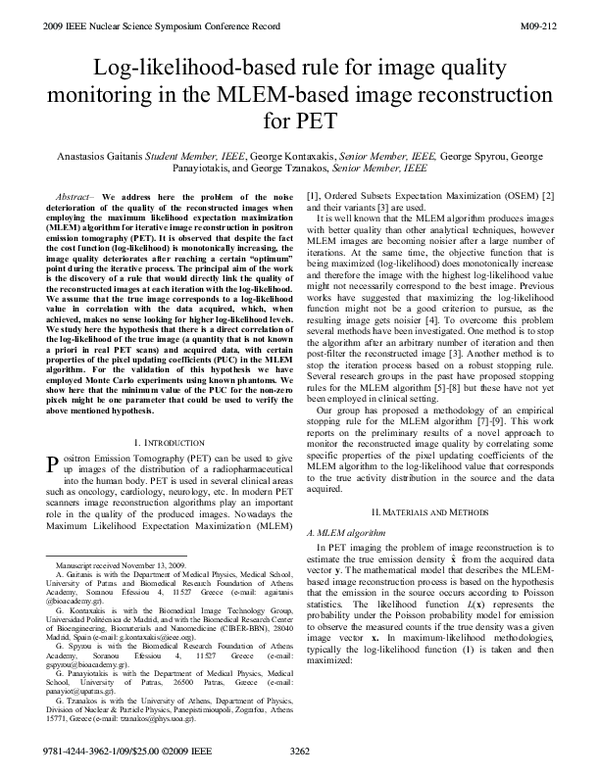 (PDF) Log-likelihood-based rule for image quality monitoring in the ...