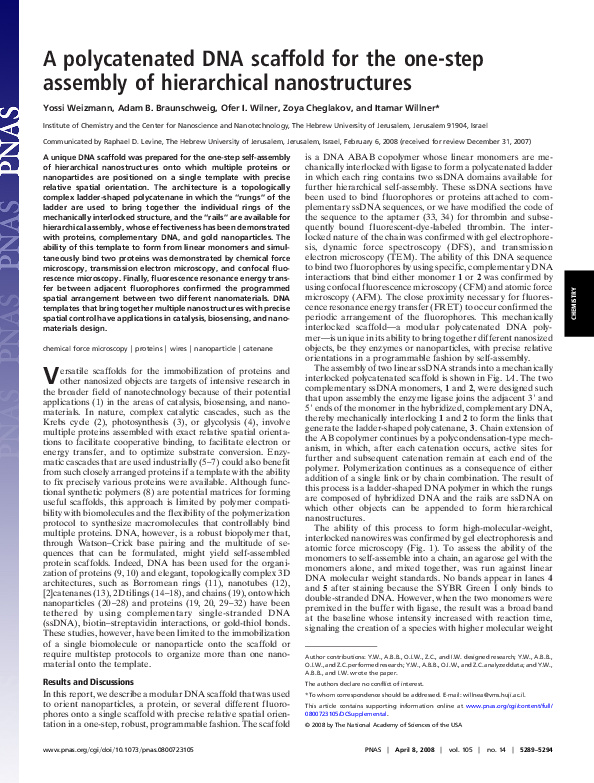 (PDF) A polycatenated DNA scaffold for the one-step assembly of hierarchical nanostructures