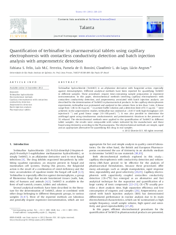 (PDF) Quantification of terbinafine in pharmaceutical tablets using ...