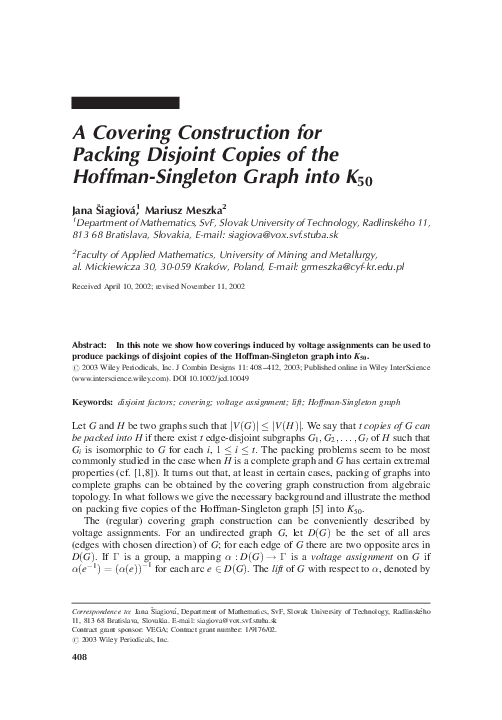 (PDF) A covering construction for packing disjoint copies of the ...